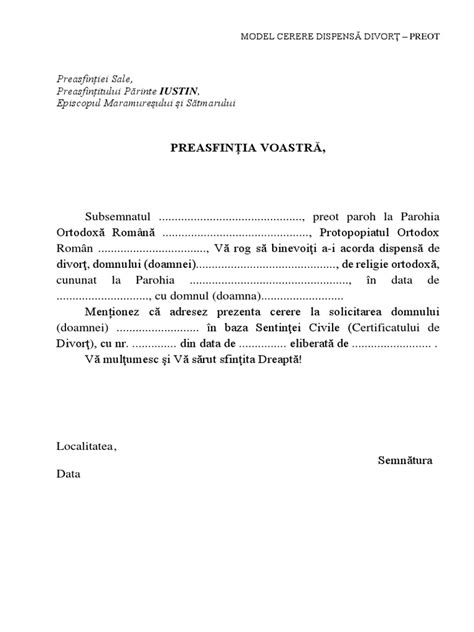 Model Cerere Dispens Preot Pdf