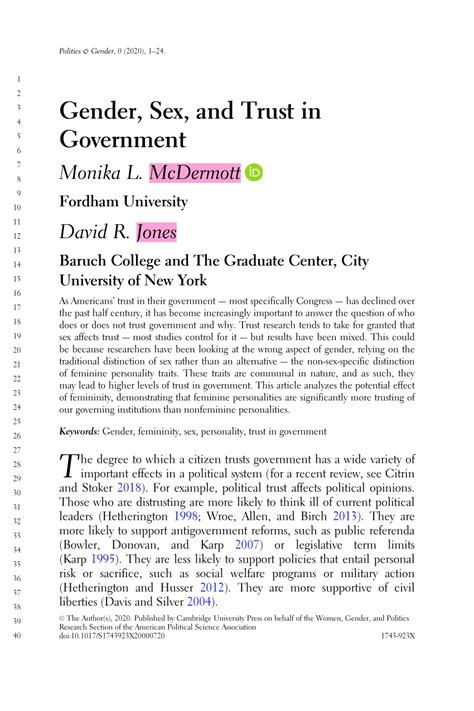 PDF Gender Sex And Trust In Government
