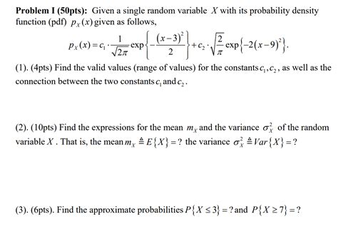 Solved Problem I 50pts Given A Single Random Variable X