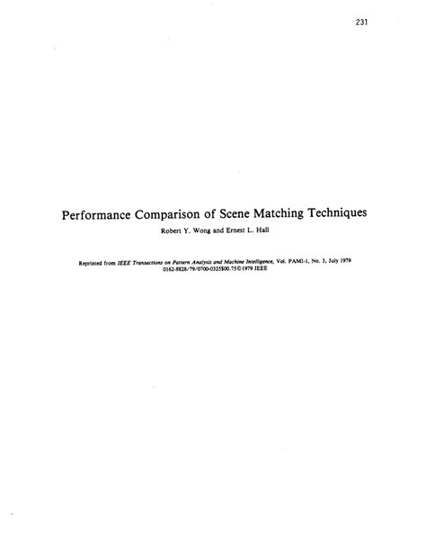 Pdf Performance Comparison Of Scene Matching Techniques