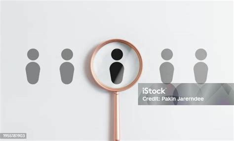 인적 자원 채용 고용 헤드헌팅 후보자 조직에서 일할 사람을 선택하는 과정이 있는 돋보기 초점 사람 아이콘 Hr 인적 자원 개념 Medef에 대한 스톡 사진 및 기타 이미지