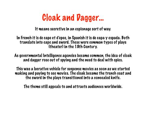 Oc Idioms Cloak And Dagger R Vocabulary