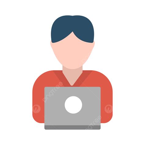 User Working On Laptop Flat Icon Vector Female Girl Laptop PNG And