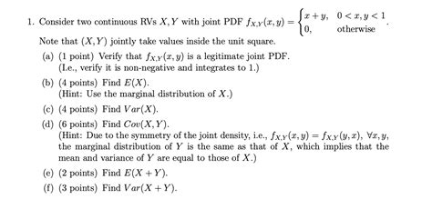 [solved] 1 consider two continuous rvs x y with j