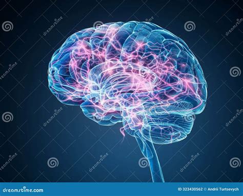 Digitally Rendered Brain Highlighting Neural Activity And Synaptic