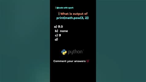 Power Function 🔥💯 Comment Your Answer Shorts Pythonquiz Python Quiz