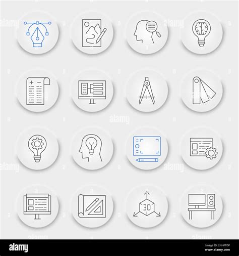 Design Thinking Line Icon Set Ideation Collection Vector Sketches