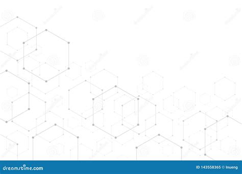 Abstract Hexagonal Molecular Structures On White Background With Copy