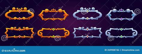 Medieval Golden And Silver Frames With Gemstones Stock Vector Illustration Of Silver Cartoon