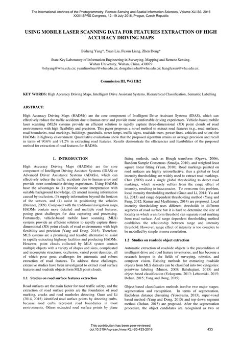 Pdf Using Mobile Laser Scanning Data For Features Extraction Of High Accuracy Driving Maps