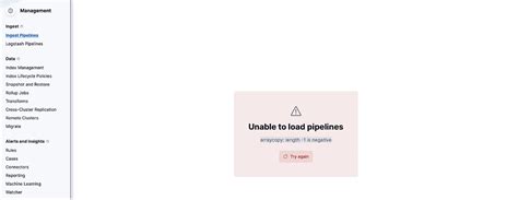 Unable To Load Pipelines Arraycopy Length 1 Is Negative Elasticsearch Discuss The Elastic