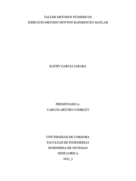 Taller Metodos Numericos Matlab Pdf