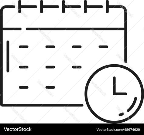 Calendar Assignment And Clock Outline Icon Vector Image