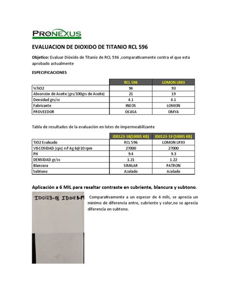 Evaluacion De Dioxido De Titanio Pdf Elementos Químicos Metales