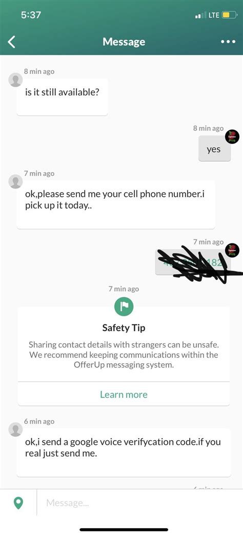Scammer Asked For The Google Verification Code Dont Give It To Them Its Bs R Offerup