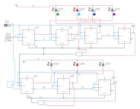 Digital Clock Displaying Seconds Using Mod10 Mod 6 Counters Multisim Live