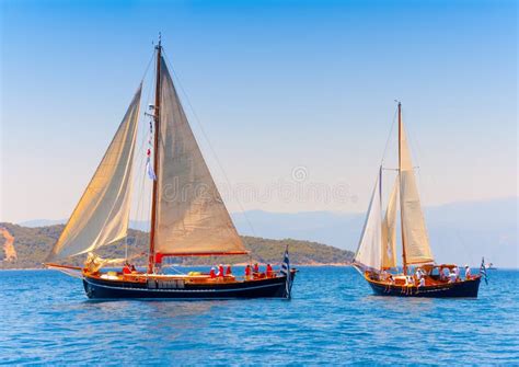 Classic Wooden Sailing Boats Editorial Stock Image Image Of Deck