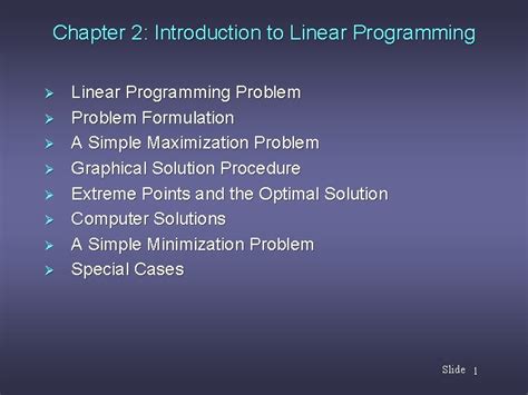 Chapter 2 Introduction To Linear Programming Linear Programming