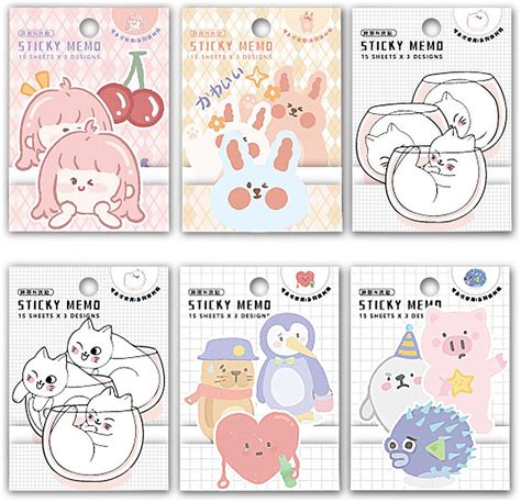 Cute Sticky Notes Kawaii Sticky Notes 6 Pack 3 75x2 75 In Cute Stationary Fun