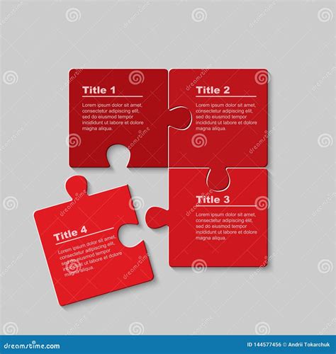 Four Pieces Puzzle Jigsaw Squares Infog Raphic Stock Vector Illustration Of Group Concept