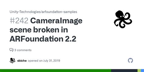 CameraImage Scene Broken In ARFoundation Issue Unity Technologies Arfoundation