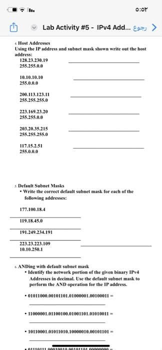 Solved I Address Class Identification Identify The Class