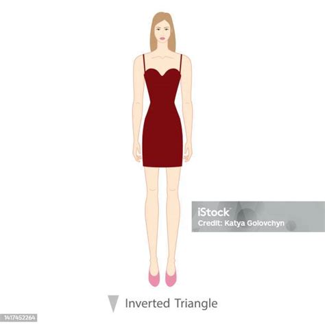 여자는 드레스에 삼각형 몸 모양 캐릭터를 거꾸로 여성 벡터 일러스트 실루엣 9 아홉 머리 크기 레이디 피겨 정면보기 패션 스케치 일러스트 레이 션을위한 벡터 고립 된 윤곽선