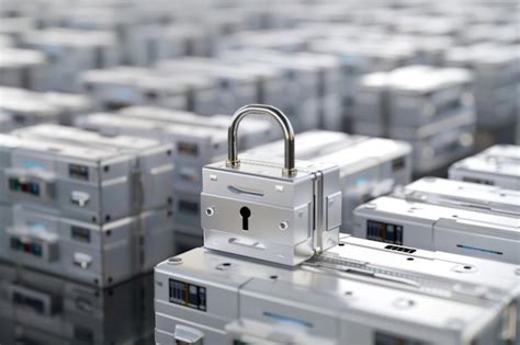 Premium Photo Secure Data Storage Facilities With Metallic Padlocks