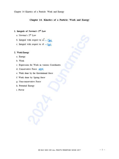 Ch14 Kinetics Of A Particle Work Energy V14 St Pdf Force Newtons Laws Of Motion