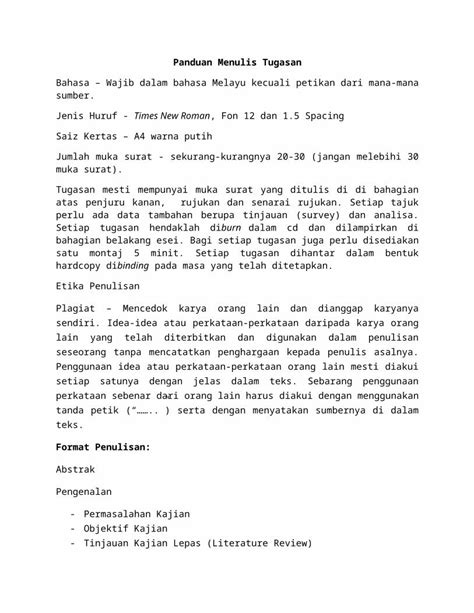 Docx Panduan Menulis Tugasan Dokumentips