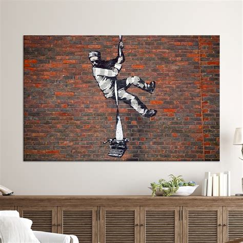 Banksy Reading Prison Canvas Art Graffiti Street Artwork Etsy