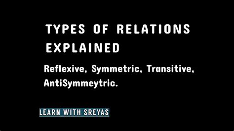 Types Of Relations Reflexive Symmetric Transitive And Anti Symmetric Discrete Mathematics