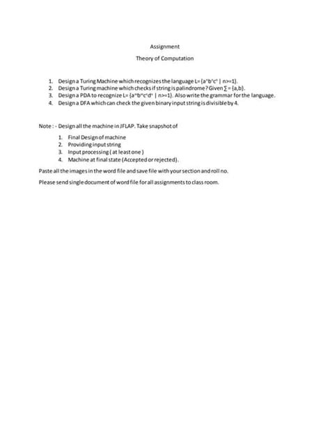 Assignment Theory Of Computation Toc Doc Programming Languages Computing