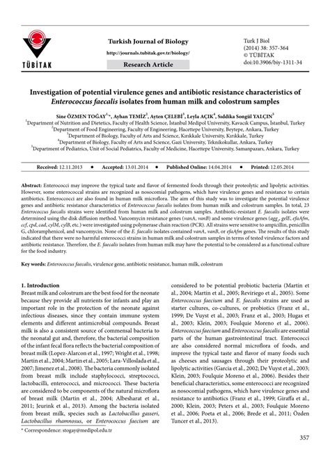 Pdf Investigation Of Potential Virulence Genes And Antibiotic