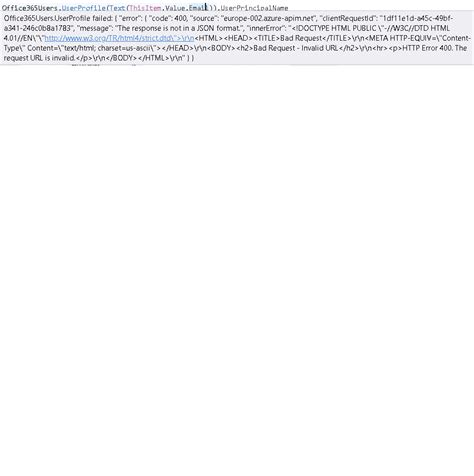 Sudden Error In Using Office365users Function With Dynamic Content My