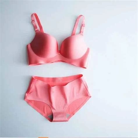 Seductive Pink Seamless Padded Pushup Bra Panty Set At Rs Set New