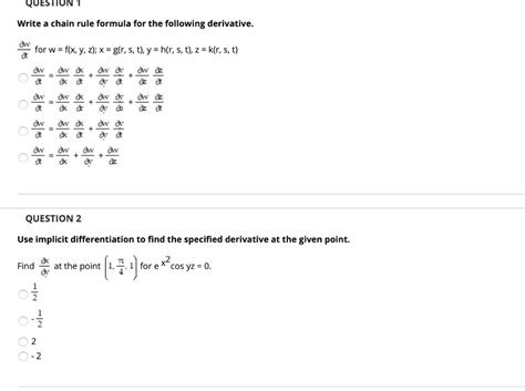 solved question write a chain rule formula for the following