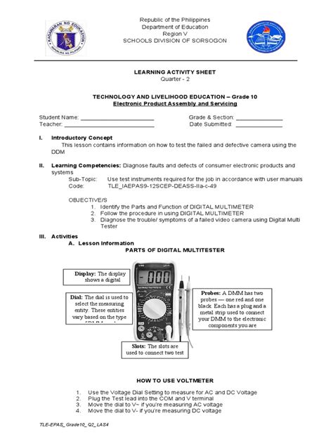 tle epas grade10 q2 las4 pdf voltage electrical equipment