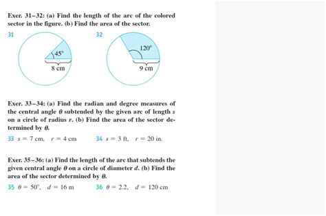 Solved Exer 31 32 A Find The Length Of The Arc Of The