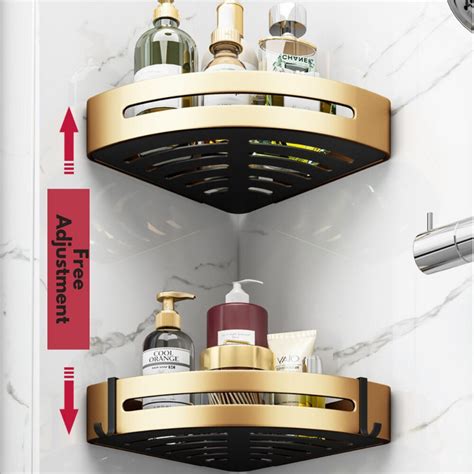 Badu Bg Луксозен комплект рафтове за баня Триъгълен ъглов държач за съхранение на душ Стенен