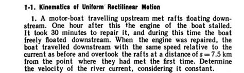 1 1 Kinematics Of Uniform Rectilinear Motion 1 A Motor Boat Travelling