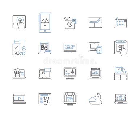 internet technology outline icons collection internet technology