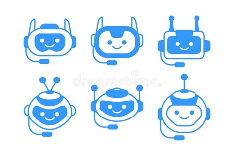Robotic Assistant Icon With Headset Sign Robot Chat Bot Icon Design Stock Vector Illustration