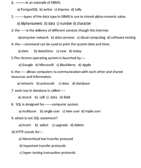 1 Is An Example Of Dbms A Postgresql B Writer Studyx