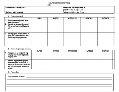 SELF MONITORING TOOL Individual Learner Monitoring Plan | PDF