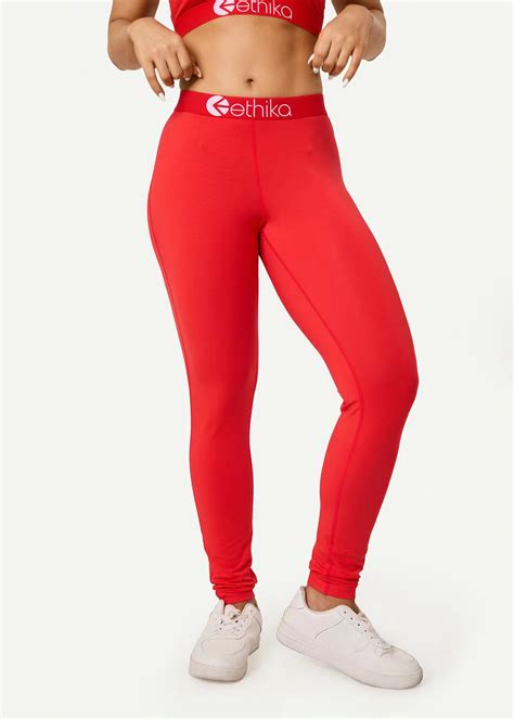 Womens Leggings Neon Red Ethika