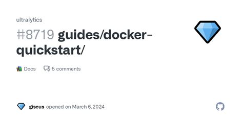 Guides Docker Quickstart · Ultralytics · Discussion 8719 · Github