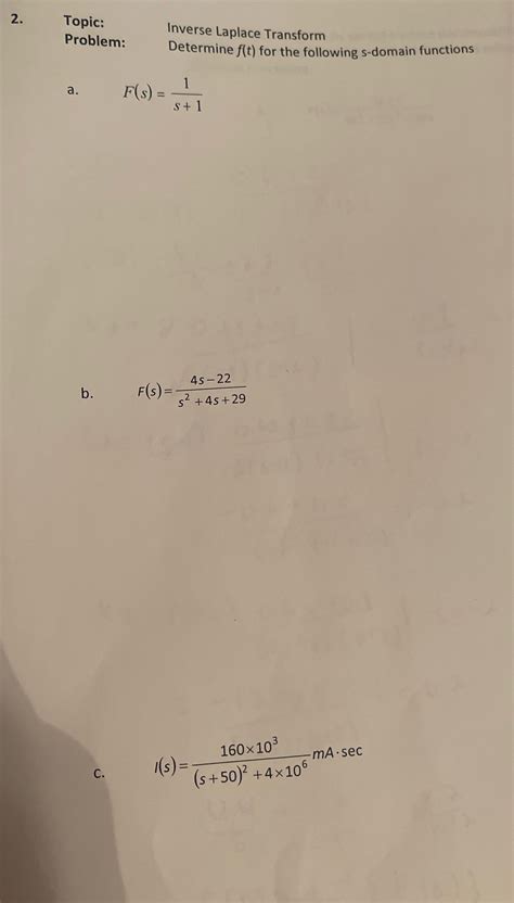 [solved] inverse laplace transform 2 topic problem inverse laplace