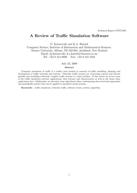 Pdf A Review Of Traffic Simulation Software