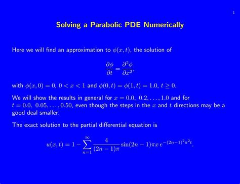 Numerical Solutions Of Parabolic Problem Using And Staffcityacuk